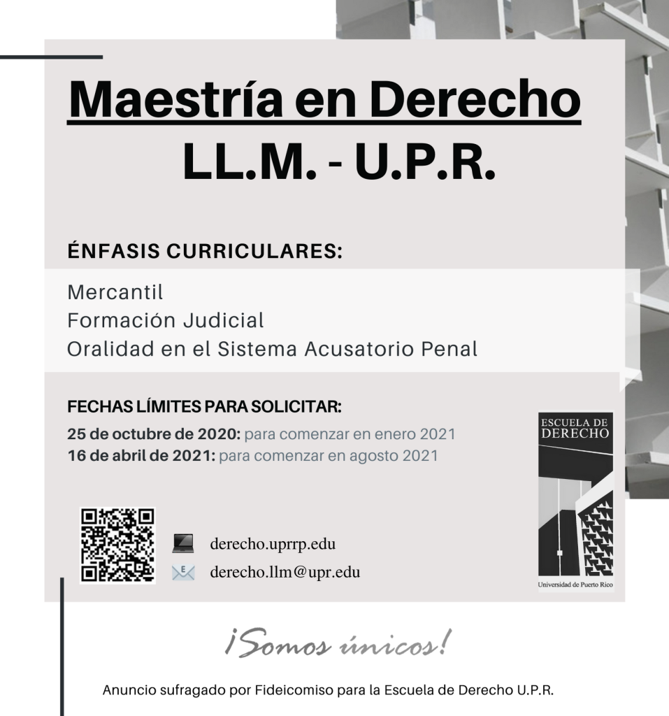 Estudia una Maestría en Derecho (LL.M.) en la Escuela de Dercho de la ...
